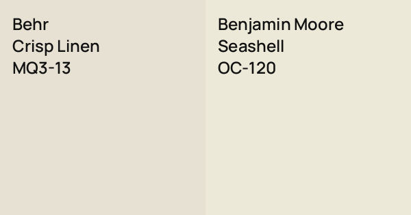 Behr Crisp Linen vs. Benjamin Moore Seashell comparison