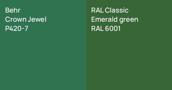 Behr Crown Jewel vs. RAL Classic Emerald green comparison
