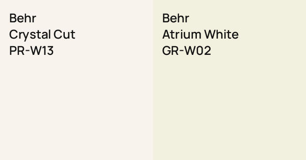 Behr Crystal Cut vs. Behr Atrium White comparison