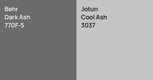 Behr Dark Ash vs. Jotun Cool Ash comparison