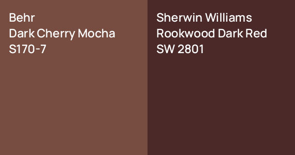 Behr Dark Cherry Mocha vs. Sherwin Williams Rookwood Dark Red comparison