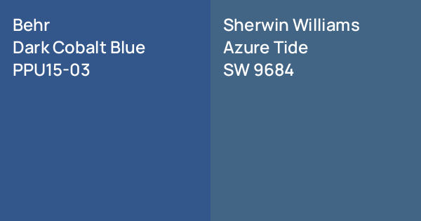 Behr Dark Cobalt Blue vs. Sherwin Williams Azure Tide comparison