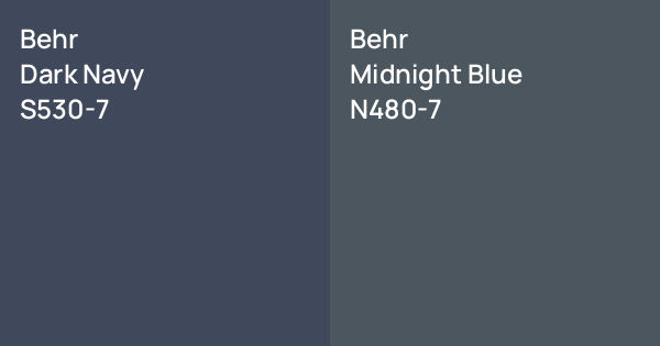 Behr Dark Navy vs. Behr Midnight Blue comparison