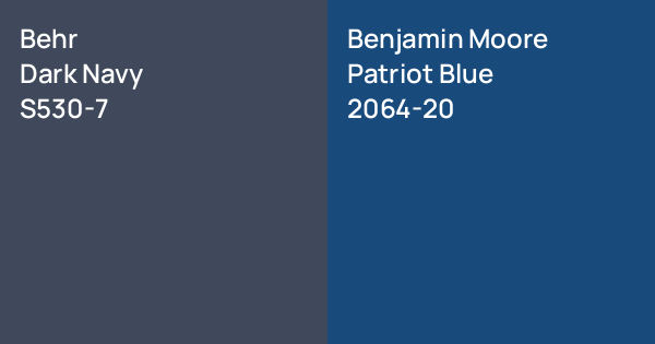 Behr Dark Navy vs. Benjamin Moore Patriot Blue comparison