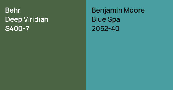 Behr Deep Viridian vs. Benjamin Moore Blue Spa comparison