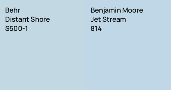 Behr Distant Shore vs. Benjamin Moore Jet Stream comparison