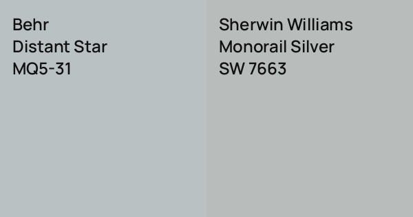 Behr Distant Star vs. Sherwin Williams Monorail Silver comparison
