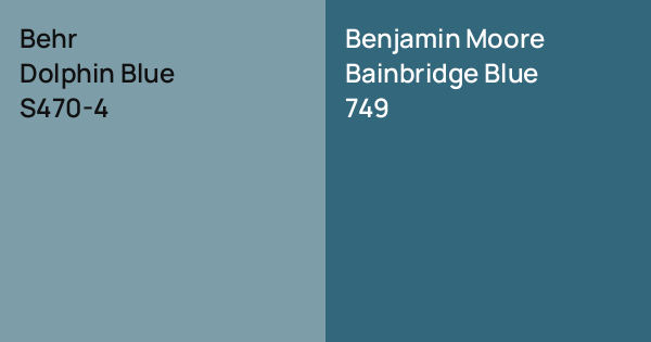 Behr Dolphin Blue vs. Benjamin Moore Bainbridge Blue comparison
