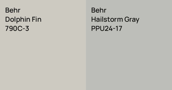 Behr Dolphin Fin vs. Behr Hailstorm Gray comparison