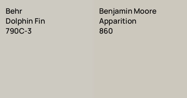 Behr Dolphin Fin vs. Benjamin Moore Apparition comparison