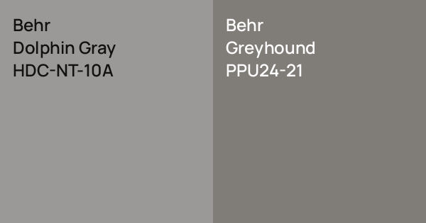 Behr Dolphin Gray vs. Behr Greyhound comparison