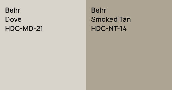 Behr Dove vs. Behr Smoked Tan comparison