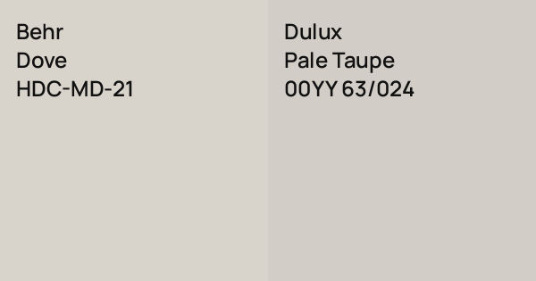 Behr Dove vs. Dulux Pale Taupe comparison