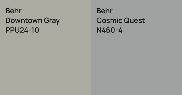 Behr Downtown Gray vs. Behr Cosmic Quest comparison