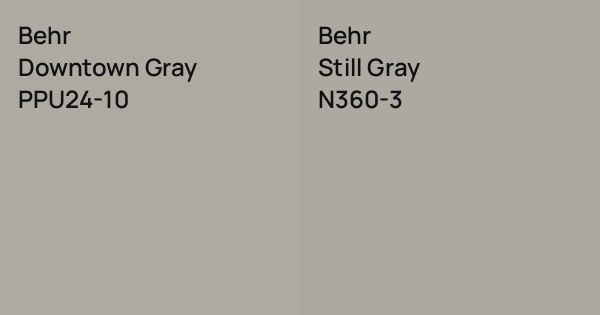 Behr Downtown Gray vs. Behr Still Gray comparison