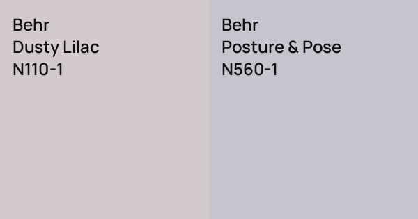 Behr Dusty Lilac vs. Behr Posture & Pose comparison
