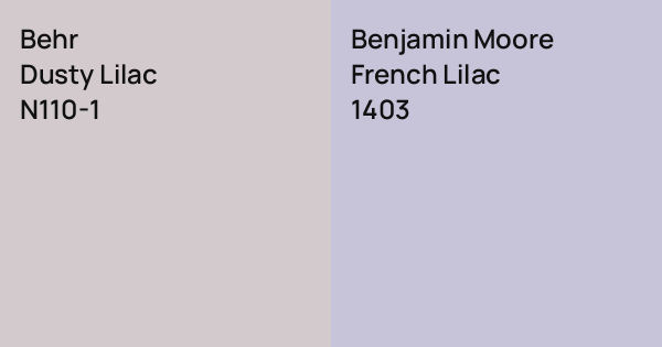 Behr Dusty Lilac vs. Benjamin Moore French Lilac comparison