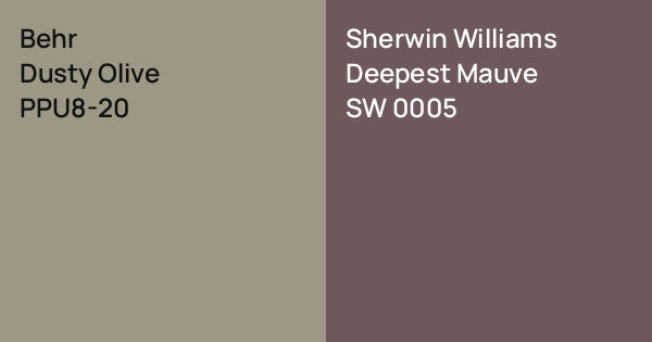 Behr Dusty Olive vs. Sherwin Williams Deepest Mauve comparison