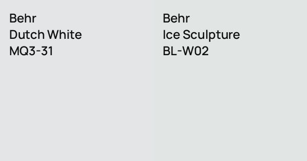 Behr Dutch White vs. Behr Ice Sculpture comparison