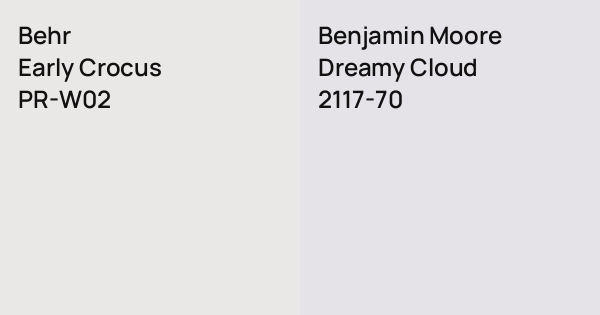 Behr Early Crocus vs. Benjamin Moore Dreamy Cloud comparison