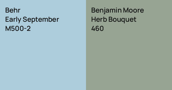 Behr Early September vs. Benjamin Moore Herb Bouquet comparison