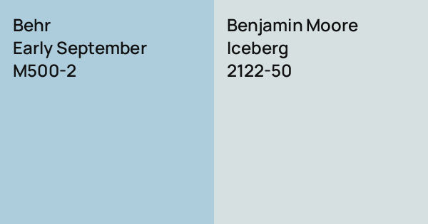 Behr Early September vs. Benjamin Moore Iceberg comparison