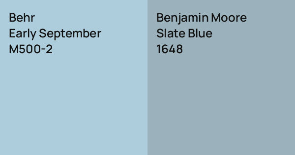 Behr Early September vs. Benjamin Moore Slate Blue comparison