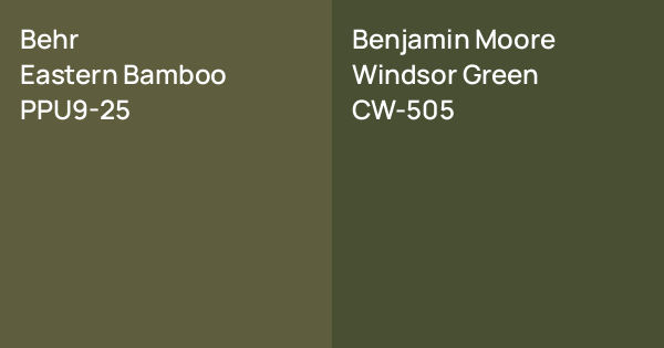 Behr Eastern Bamboo vs. Benjamin Moore Windsor Green comparison