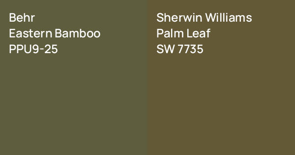 Behr Eastern Bamboo vs. Sherwin Williams Palm Leaf comparison
