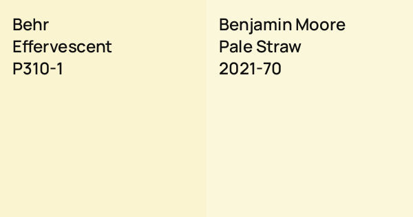 Behr Effervescent vs. Benjamin Moore Pale Straw comparison