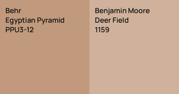 Behr Egyptian Pyramid vs. Benjamin Moore Deer Field comparison