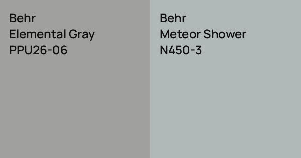 Behr Elemental Gray vs. Behr Meteor Shower comparison