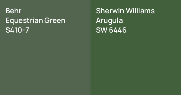 Behr Equestrian Green vs. Sherwin Williams Arugula comparison