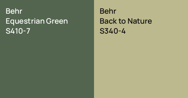 Behr Equestrian Green vs. Behr Back to Nature comparison