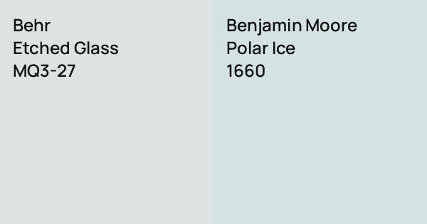 Behr Etched Glass vs. Benjamin Moore Polar Ice comparison