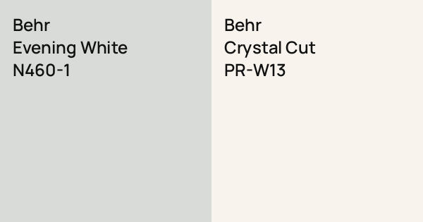 Behr Evening White vs. Behr Crystal Cut comparison