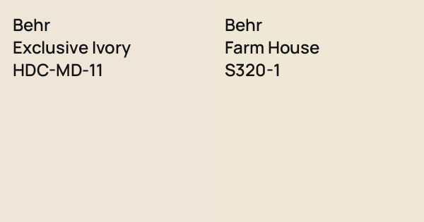 Behr Exclusive Ivory vs. Behr Farm House comparison