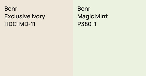 Behr Exclusive Ivory vs. Behr Magic Mint comparison