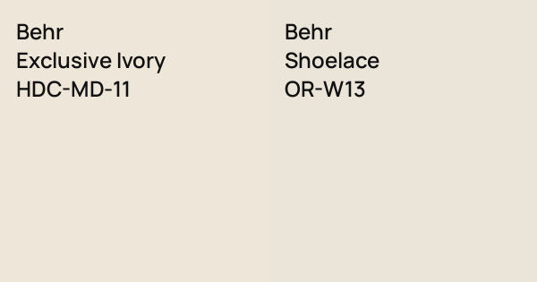 Behr Exclusive Ivory vs. Behr Shoelace comparison