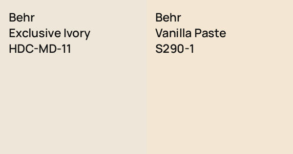 Behr Exclusive Ivory vs. Behr Vanilla Paste comparison
