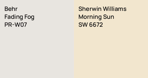 Behr Fading Fog vs. Sherwin Williams Morning Sun comparison