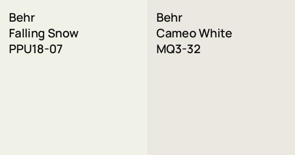 Behr Falling Snow vs. Behr Cameo White comparison