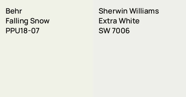 Behr Falling Snow vs. Sherwin Williams Extra White comparison
