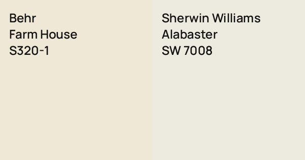 Behr Farm House vs. Sherwin Williams Alabaster comparison