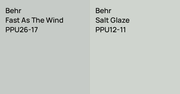 Behr Fast As The Wind vs. Behr Salt Glaze comparison