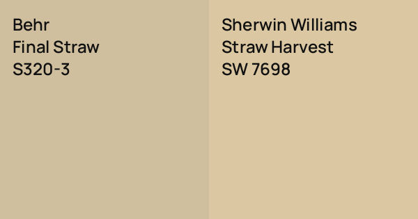 Behr Final Straw vs. Sherwin Williams Straw Harvest comparison