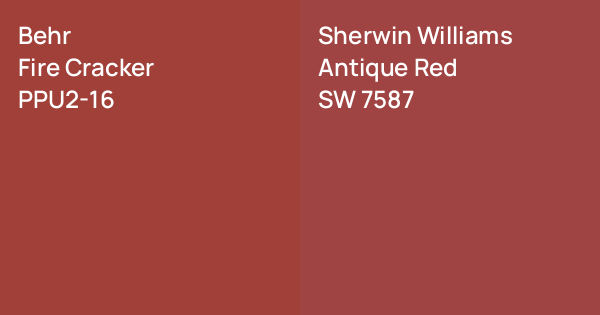 Behr Fire Cracker vs. Sherwin Williams Antique Red comparison