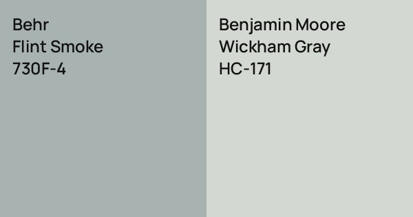 Behr Flint Smoke vs. Benjamin Moore Wickham Gray comparison
