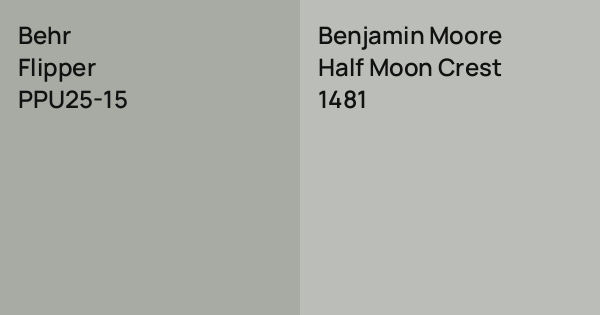 Behr Flipper vs. Benjamin Moore Half Moon Crest comparison