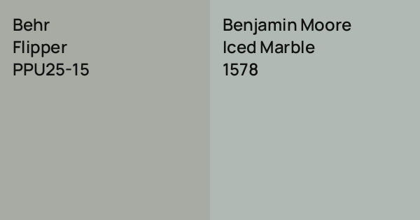 Behr Flipper vs. Benjamin Moore Iced Marble comparison